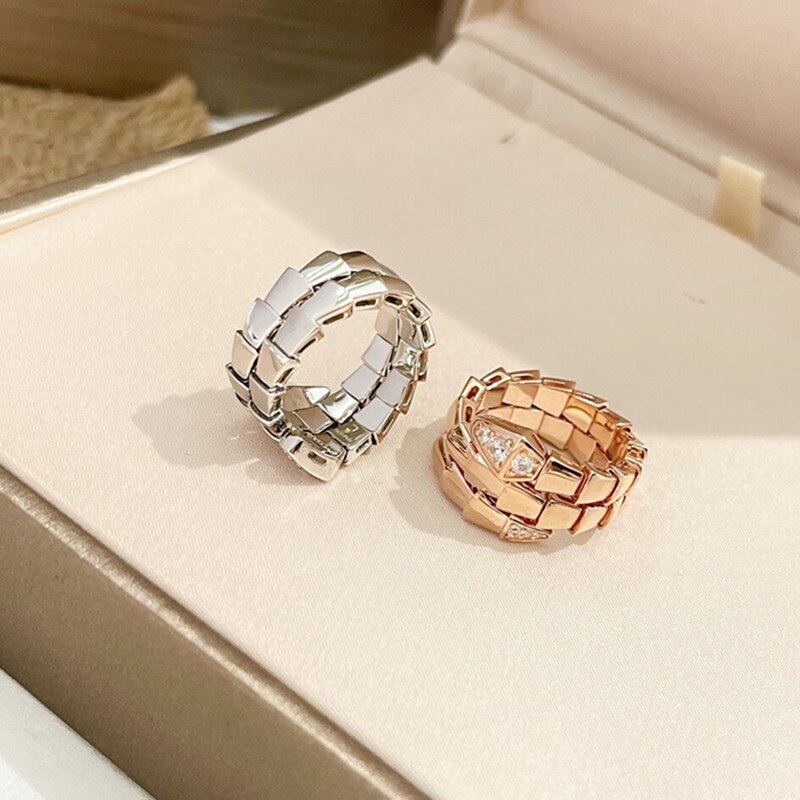 925 Silver Plated 18K Gold Snake Ring Head and Tai... – Grandado