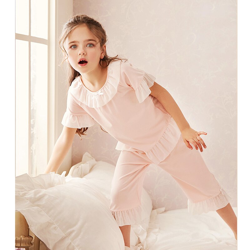 Summer Children Sleepwear Girl Mesh Lace Pajama Se... – Grandado