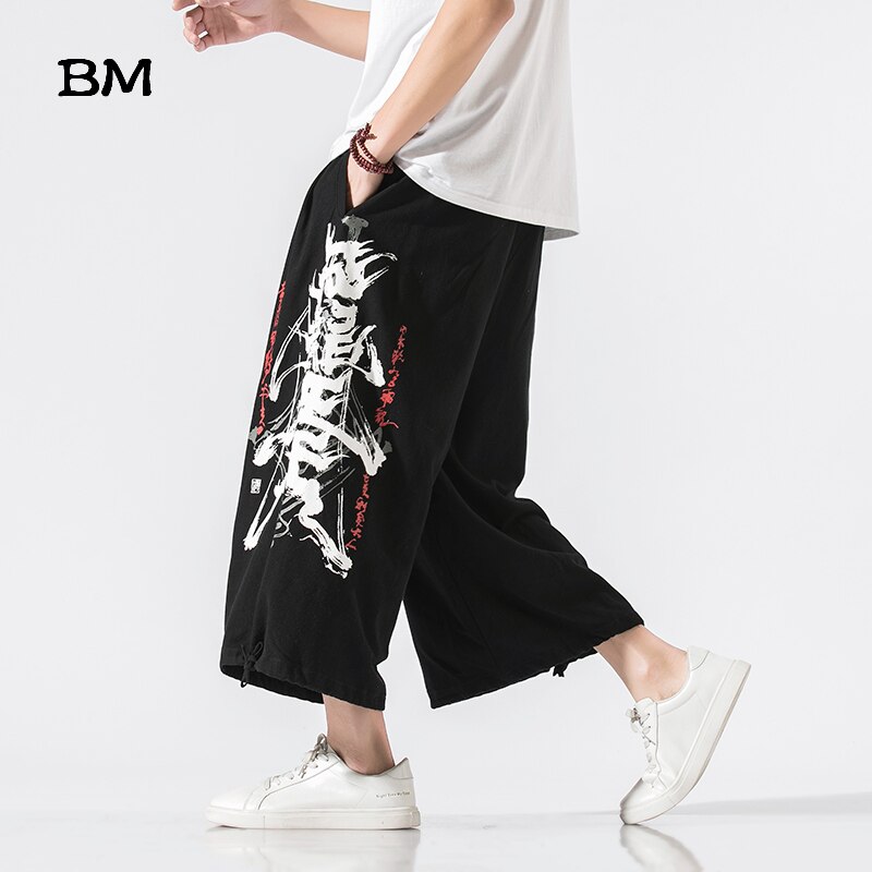 Chinese Style Printed Cotton Linen Wide Leg Pants ... – Grandado