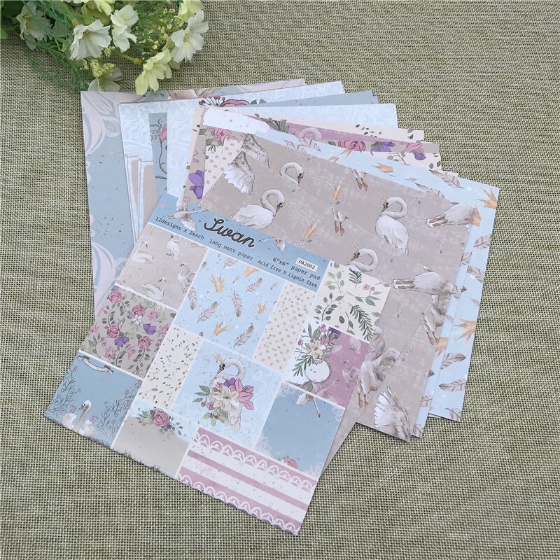 24 ark 6 " x6 " svanen mønster scrapbog papir pakk... – Vicedeal