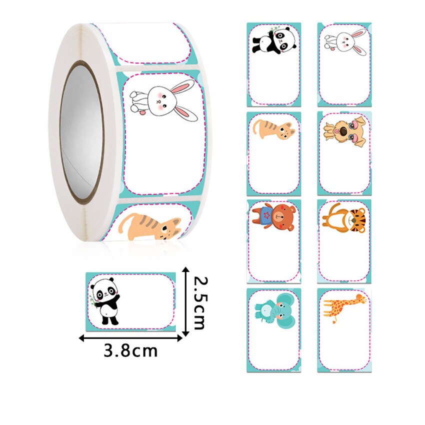 250pcs/roll Cartoon Animals Name Tag Labels Write-... – Grandado