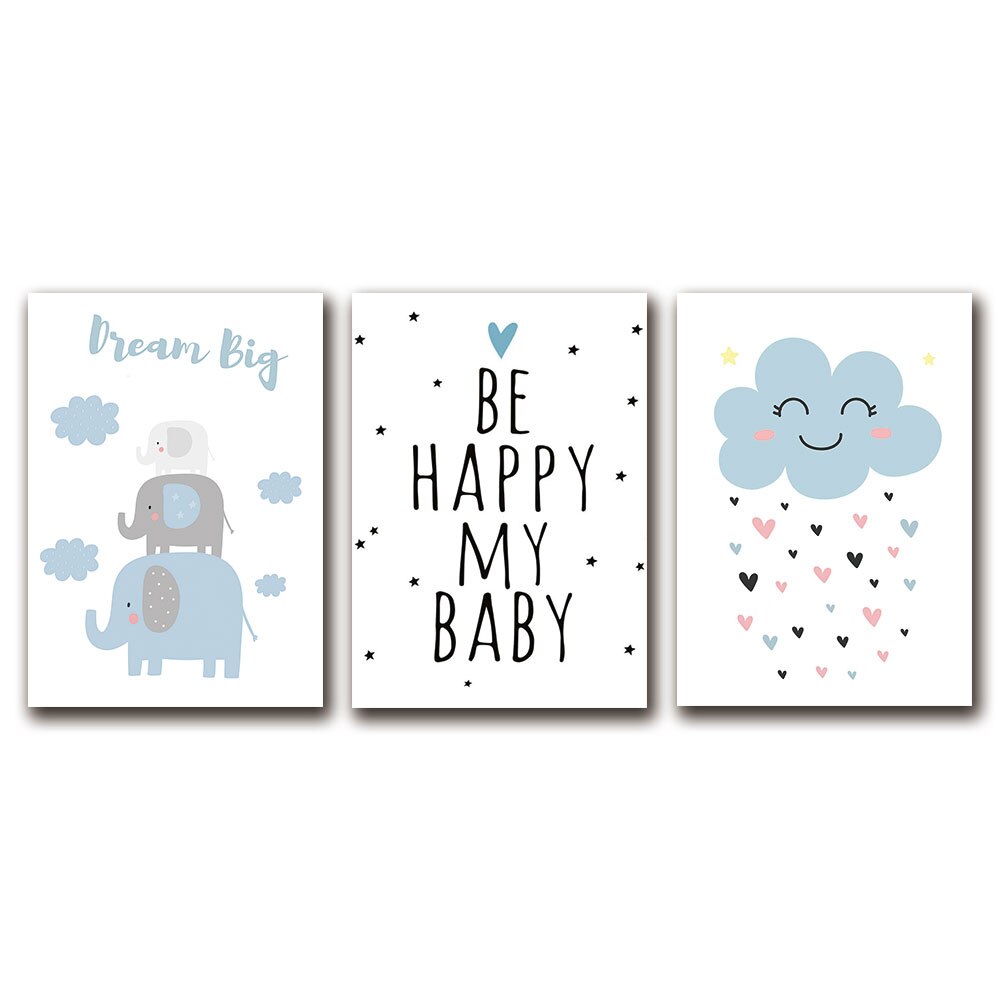 Canvas Schilderij Wolken Nursery Print Baby Poster... – Grandado