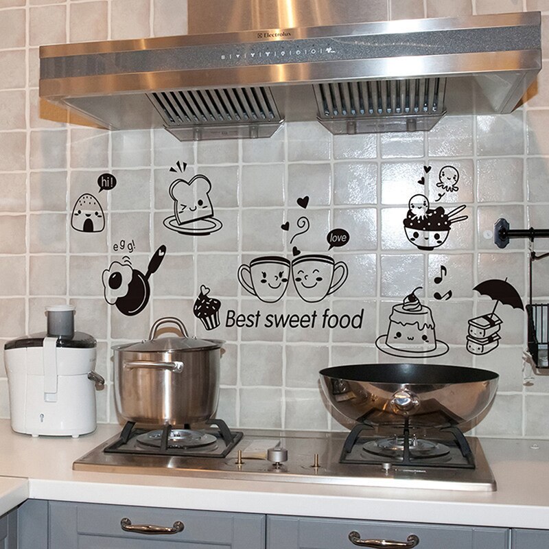Black Kitchen Wall Stickers Best Sweet Food DIY Wa... – Grandado
