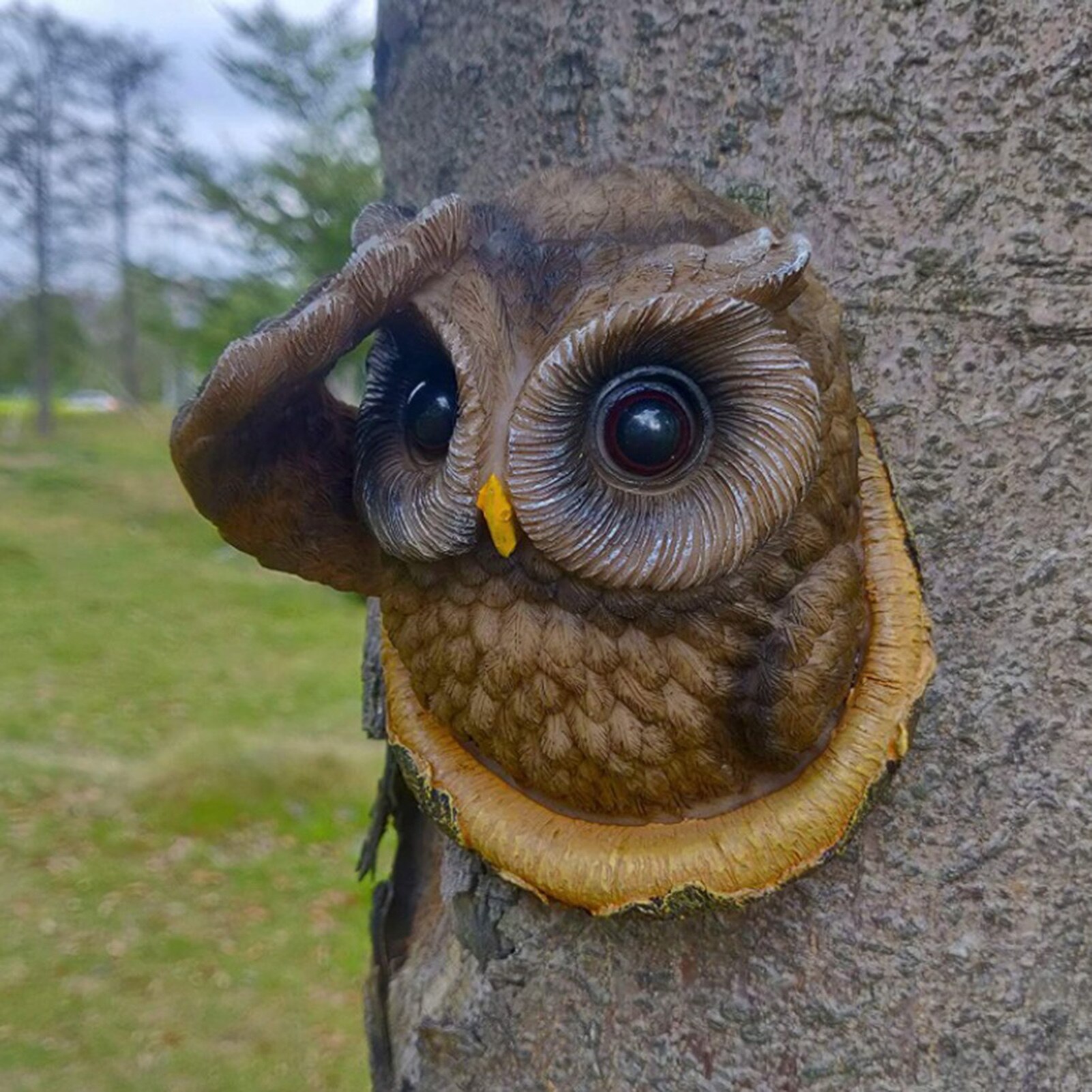 Resin Owl Tree Hugger Garden Peeker Yard Art Whims... – Grandado