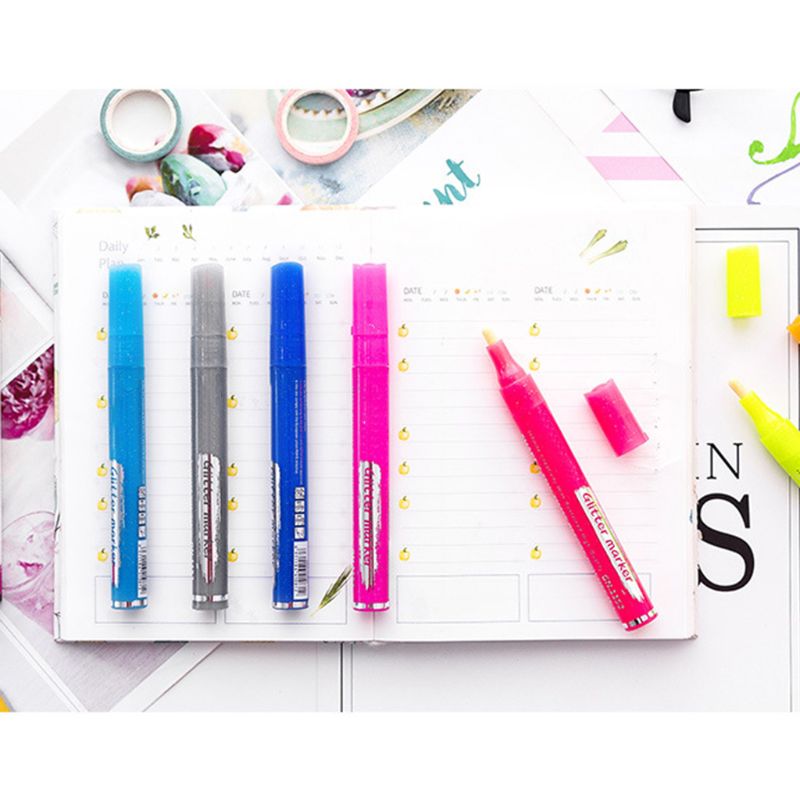 12 Colors Glitter Highlighter Pen Fluorescent Mark... – Grandado