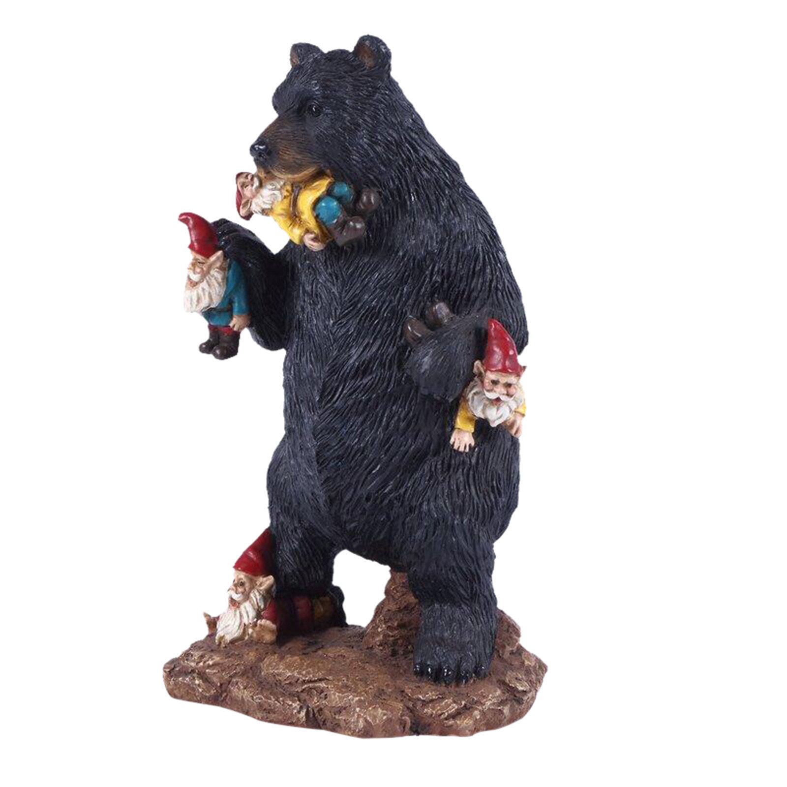Black Bear Eating Gnomes Funny Statue Resin Decora... – Grandado