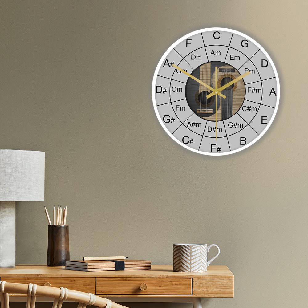 Guitar Chords Yin And Yang Music Wall Clock Acoust... – Grandado