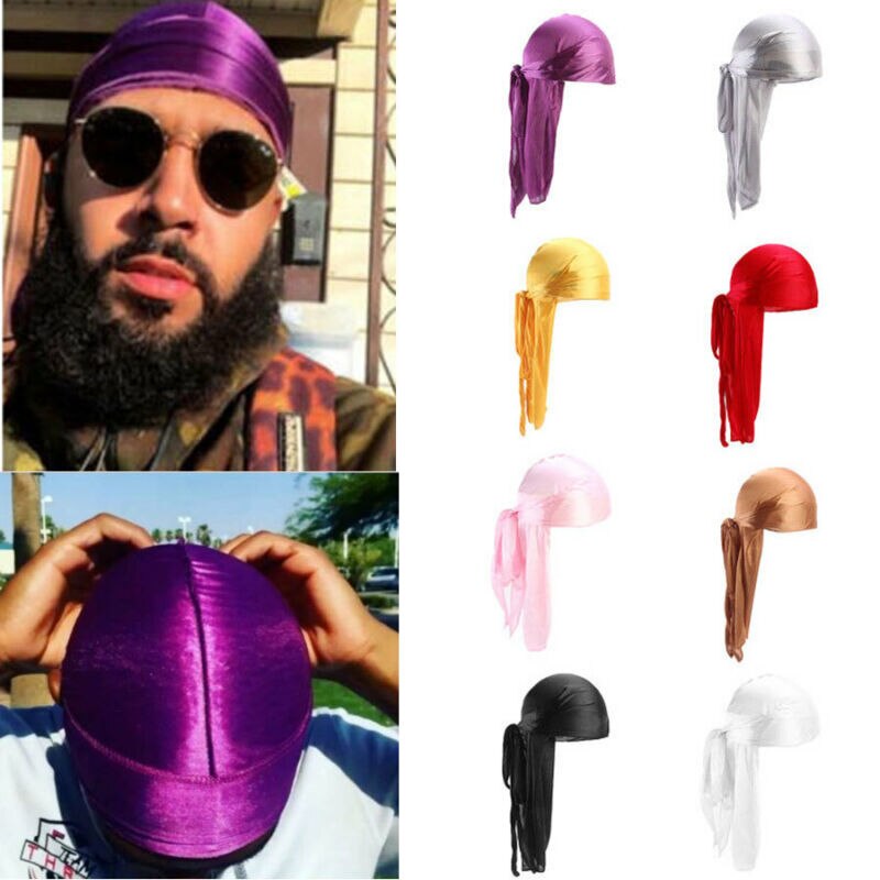 Men's Satin Durags Bandanna Turban Wigs Pirate Hat... – Vicedeal
