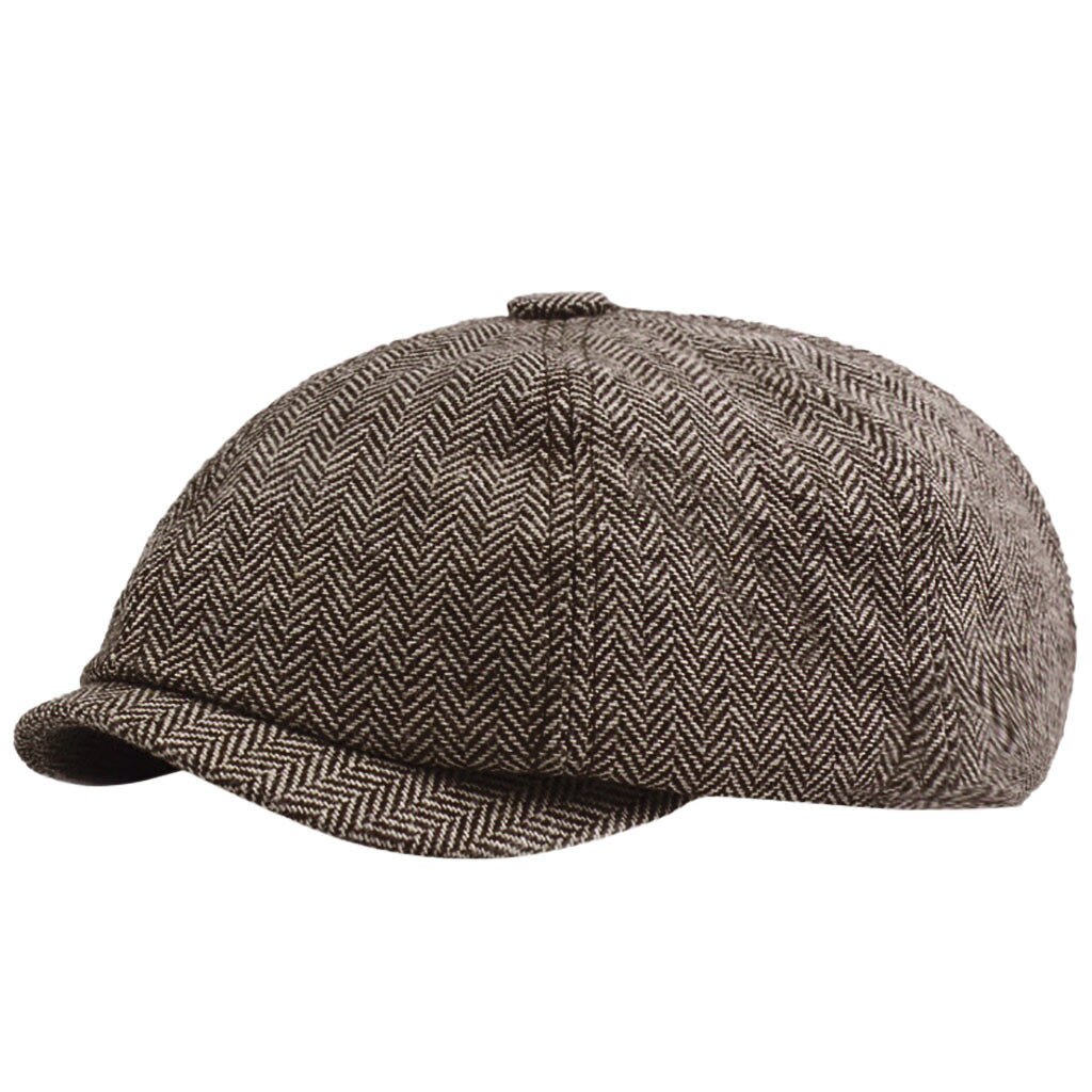 beret bonnet hat men Black Herringbone Newsboy Bak... – Vicedeal