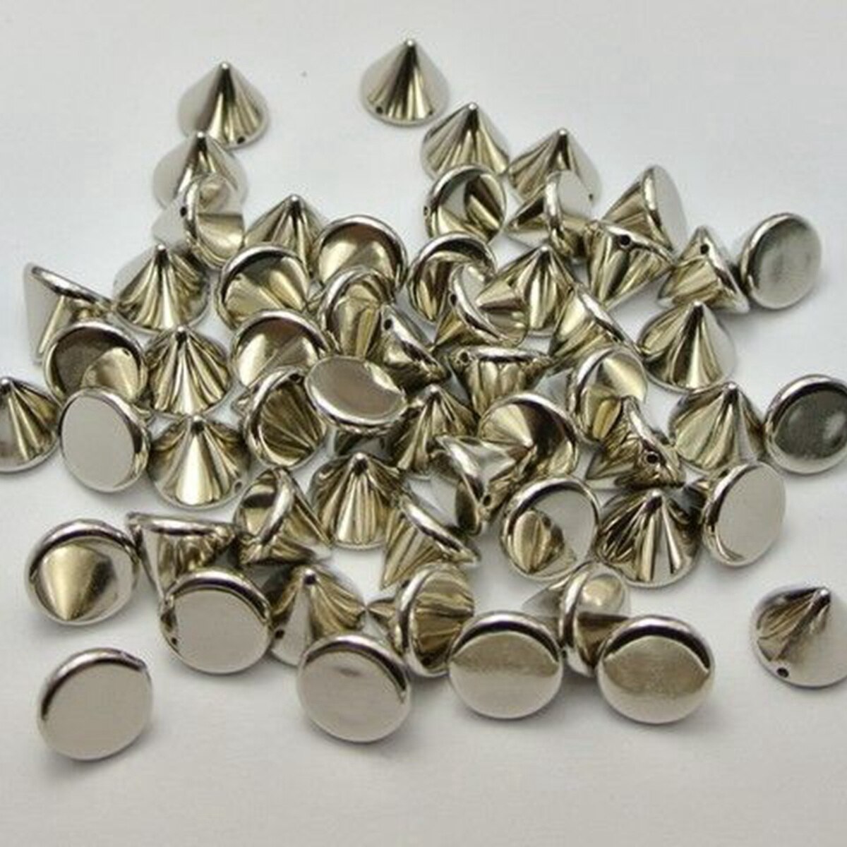 100 Silver Tone Metallic Rock Punk Spike Rivet Acr... – Vicedeal