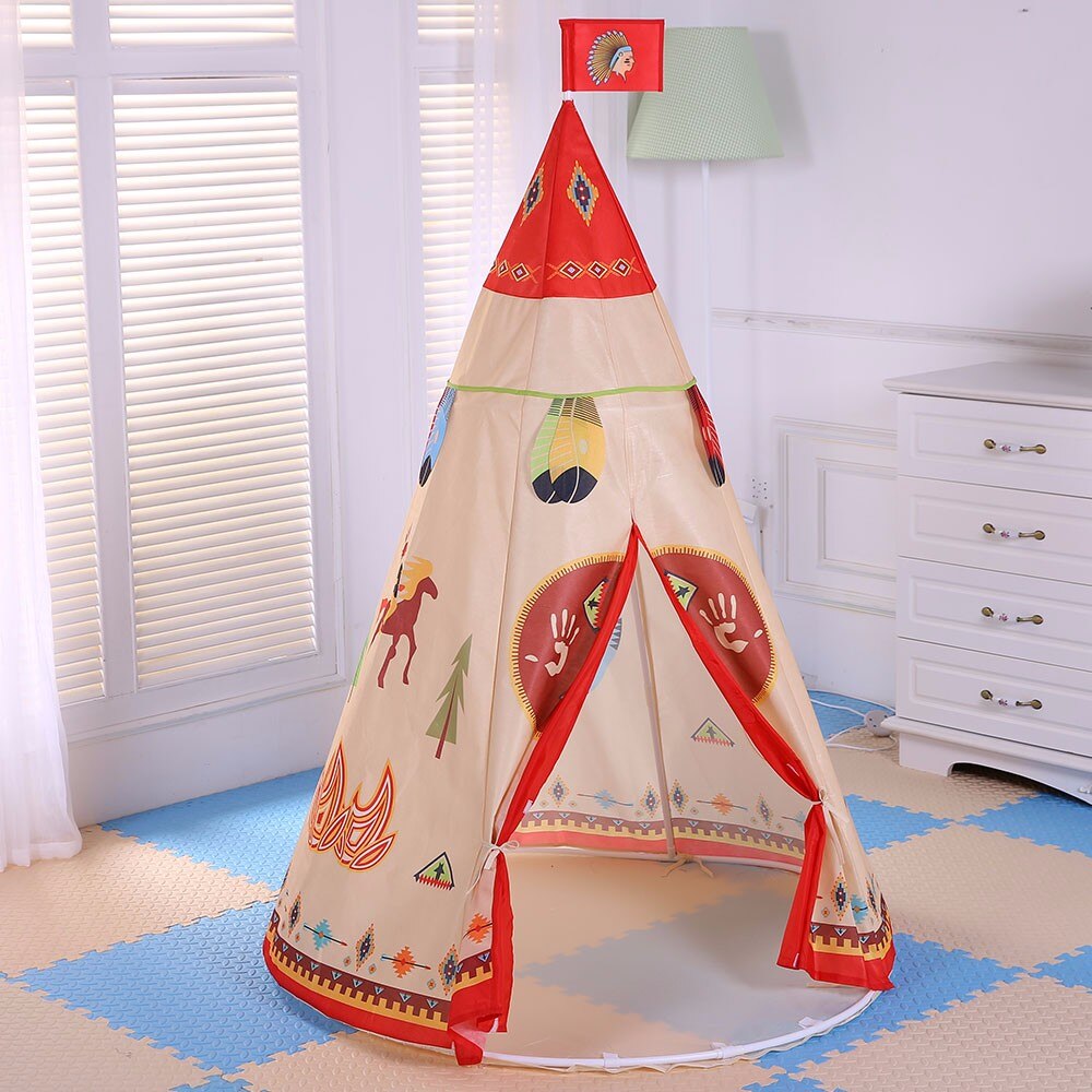 Natural Indian Pattern kids toy Teepee Safety Port... – Grandado