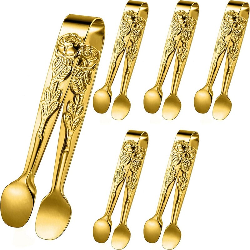 6 Pieces Rose Handle Sugar Tong Stainless Steel Mi... – Grandado