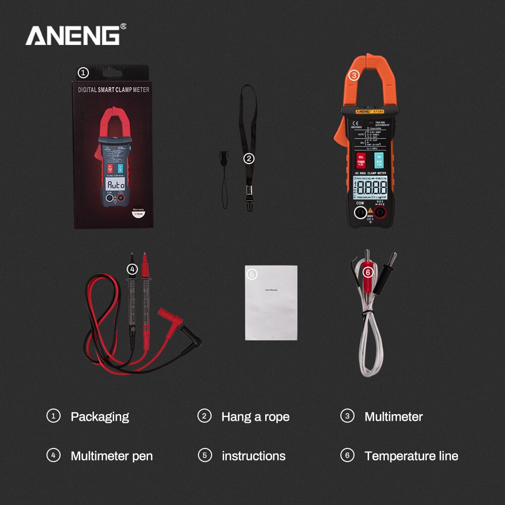 ANENG ST205 Digitale Klem Meter Analoge Multimeter... – Grandado
