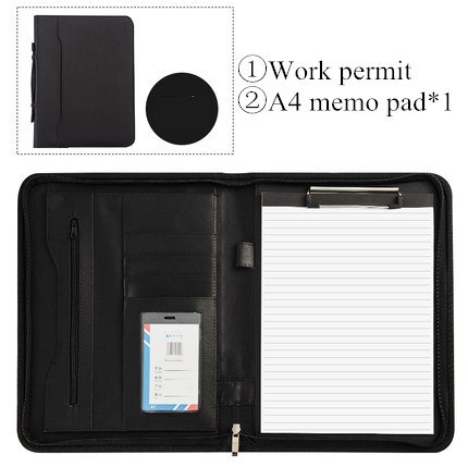 A4 Zipper Padfolio Portable File Bag Luxury Folder... – Vicedeal
