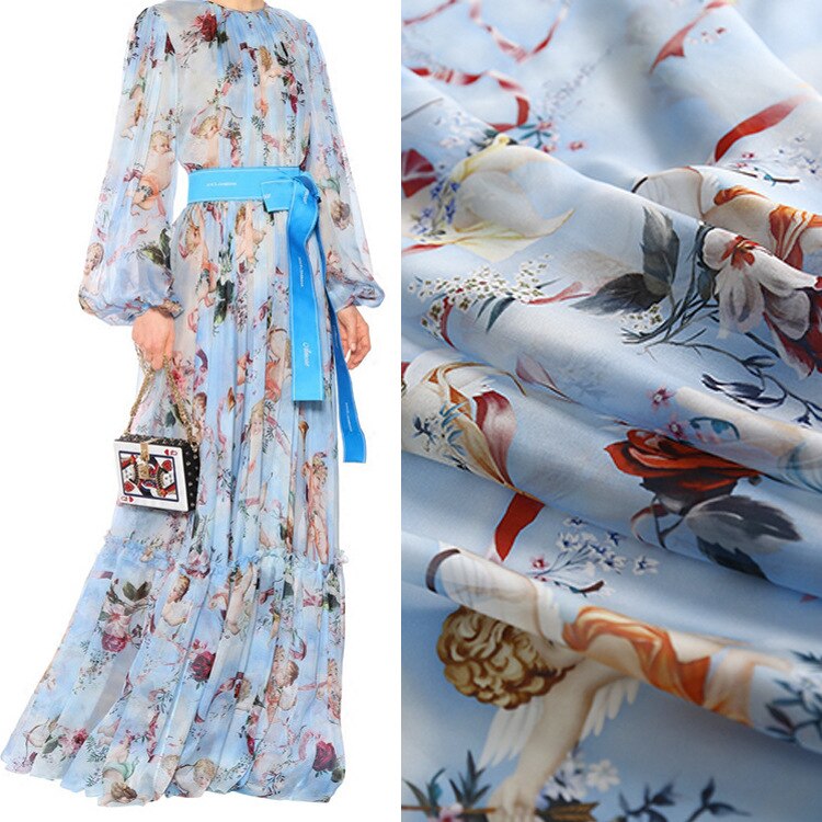 Polyester chiffon fabric brand digital printing dr... – Grandado