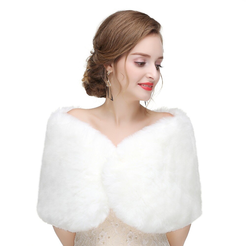 JaneVini Bridal Fur Warp Faux Fur Wedding Shawl Wi... – Grandado