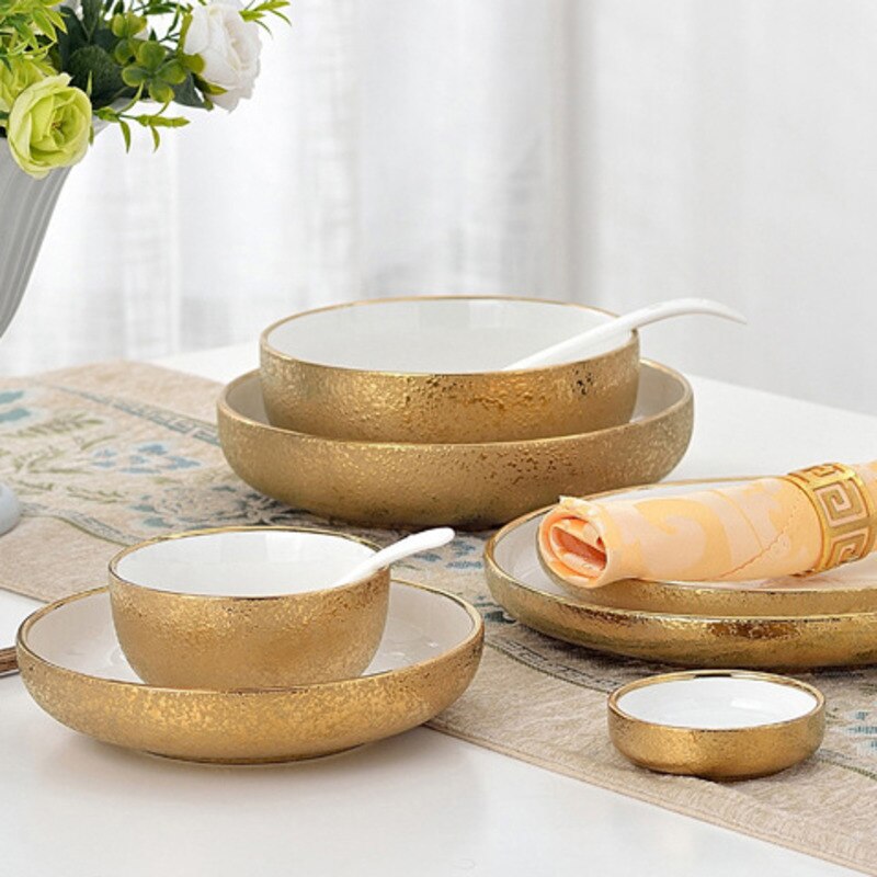 Ceramic Gold Dinner Plate Wedding Salver Porcelain... – Grandado