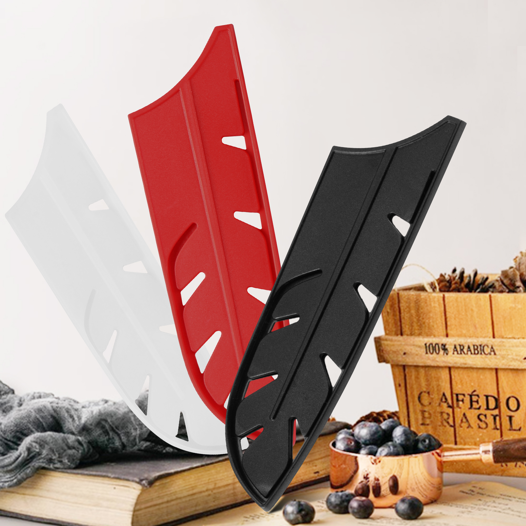 XYJ 7 Inch Santoku Knife Plastic Sheath Red White ... – Grandado