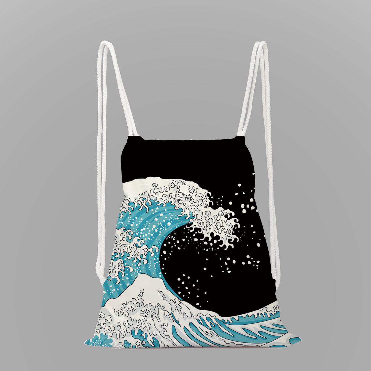 Kanagawa surf print school backpack girls drawstri... – Vicedeal