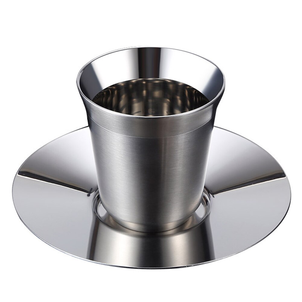 Double Layer Stainless Steel Coffee Cup and Saucer... – Grandado