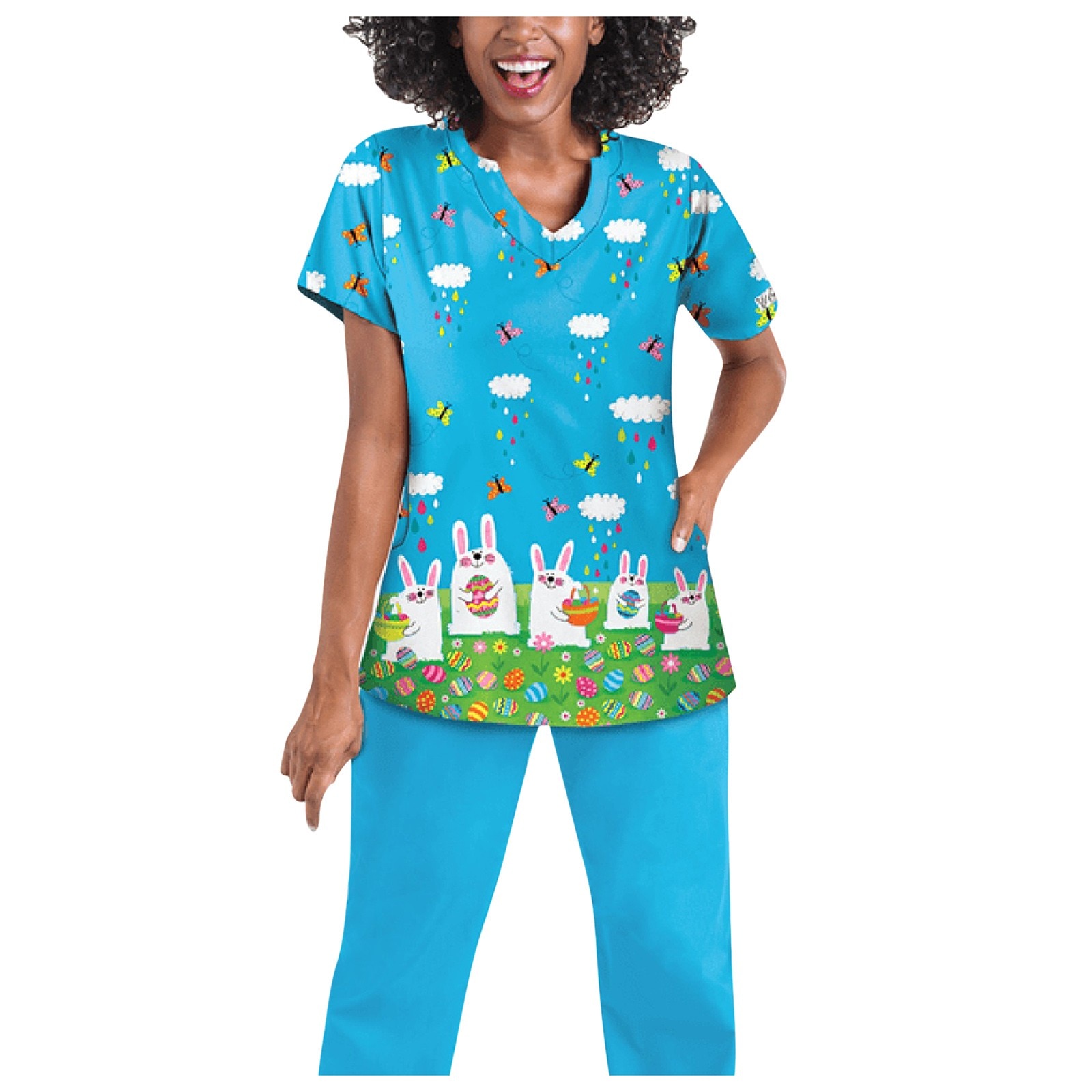 Vrouwen Korte Mouw Werken Uniform T-shirts Met Poc... – Grandado