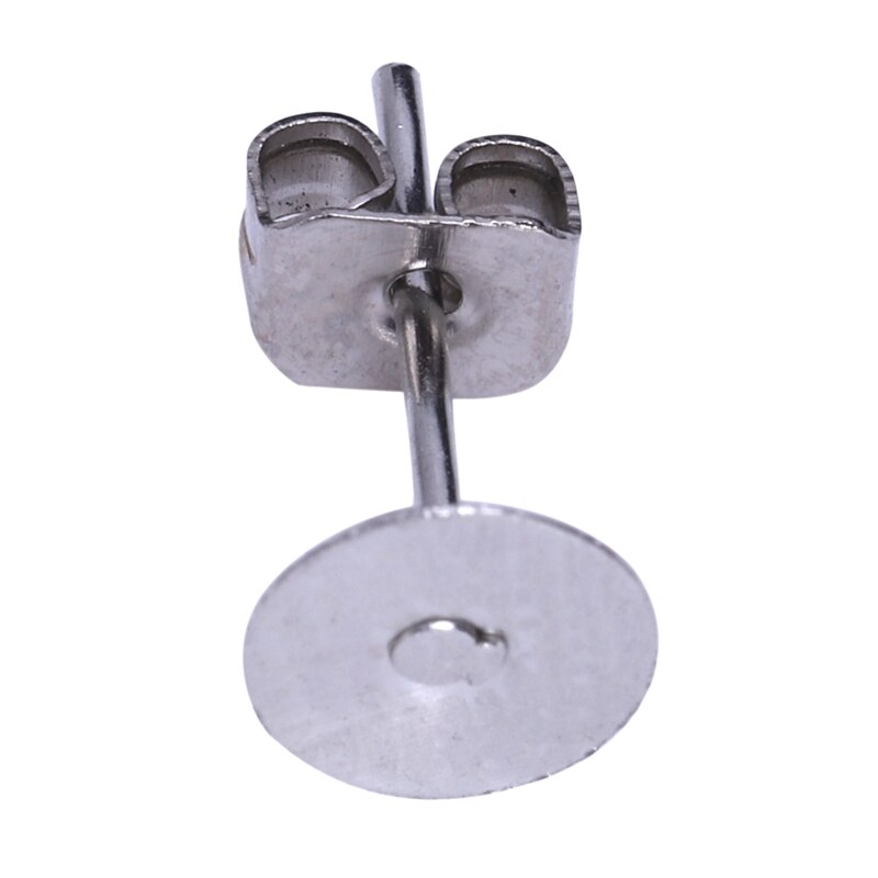 100 x 6mm DIY Flat Pad Silver Plated Earring Post ... – Grandado