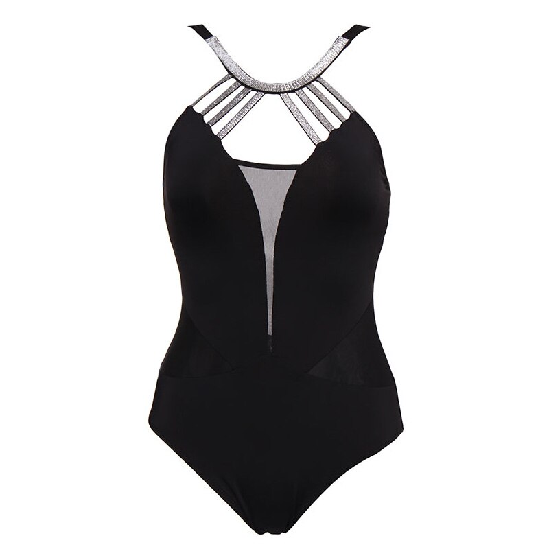 Rinabe Deep V Neck Swimsuit High Belt Bikini Banda... – Grandado