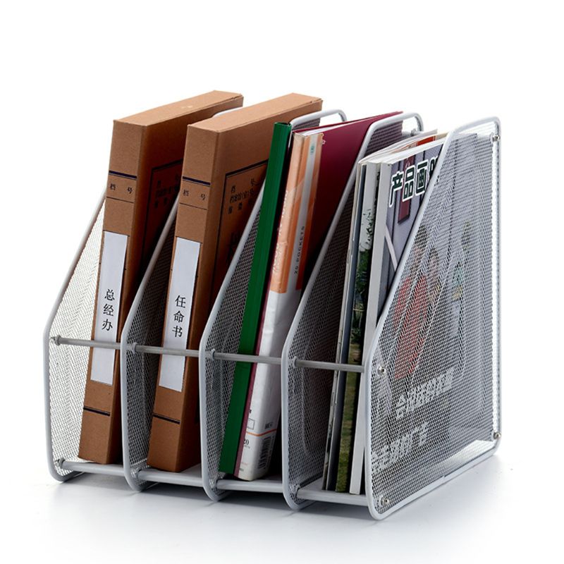 4 Column Metal Mesh File Holder Document Rack Lett... – Vicedeal