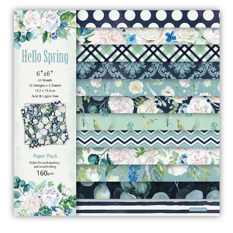 24 sheets 6"X6"spring Pattern Scrapbooking paper p... – Vicedeal