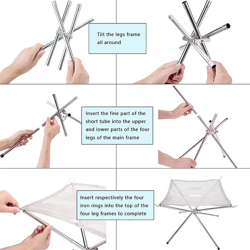 Campfire Bracket Folding Barbecue Fire Stand Stain... – Grandado