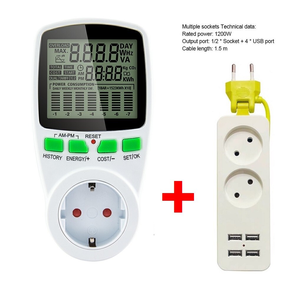 EU Digital LCD Energy Meter Wattmeter Wattage Elec... – Vicedeal