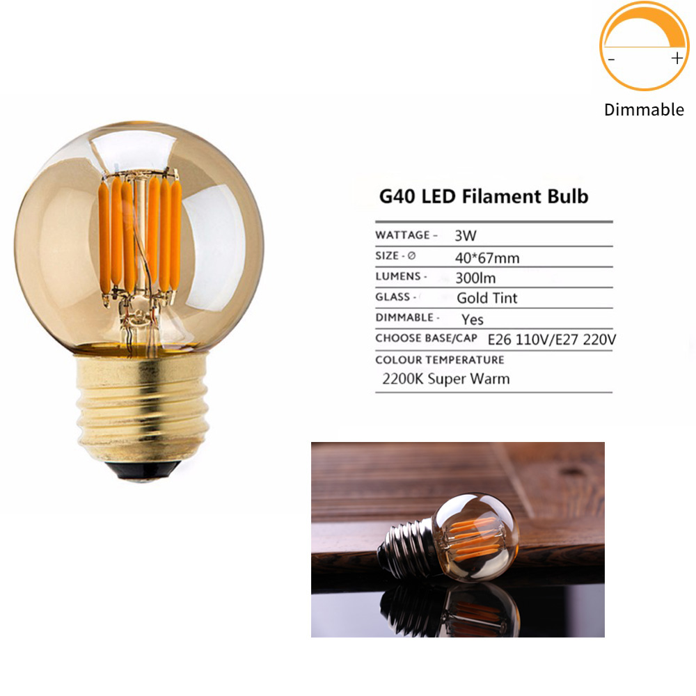 LED Dimmable Vintage Edison Bulb Golden Tint Filam... – Grandado