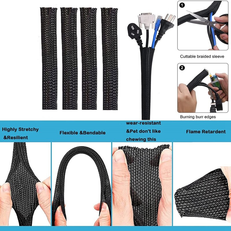 Cable Management Kit, Cable Sleeve,Self Adhesive B... – Grandado