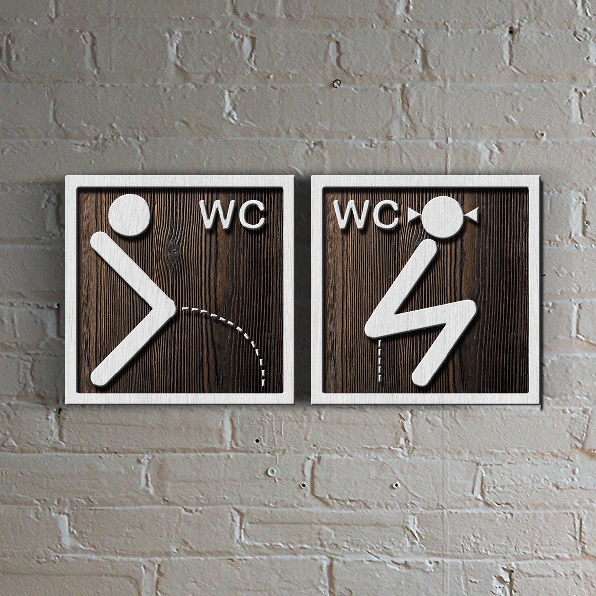 Male & Female RESTROOM Wood Warning sign-4 – Grandado