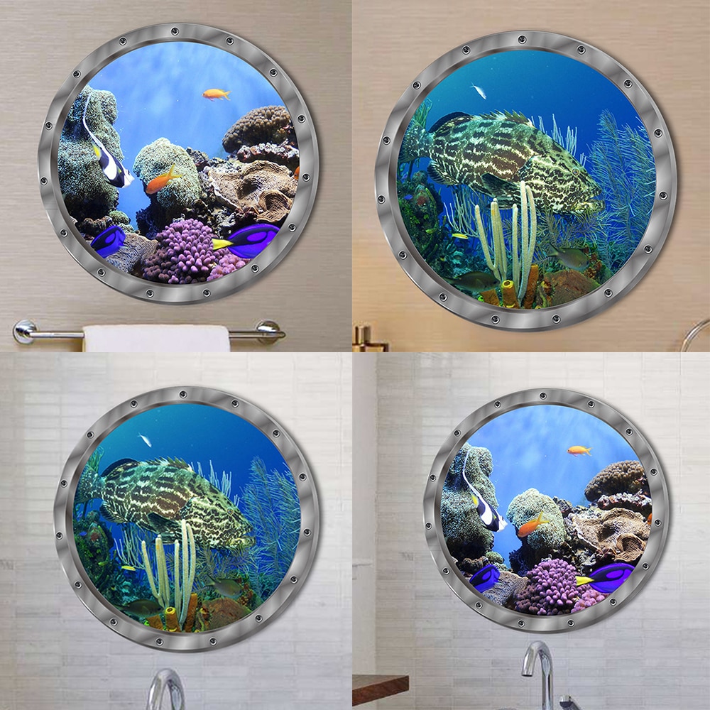 Fish Ocean View Windows Wall Door Stickers for Was... – Grandado