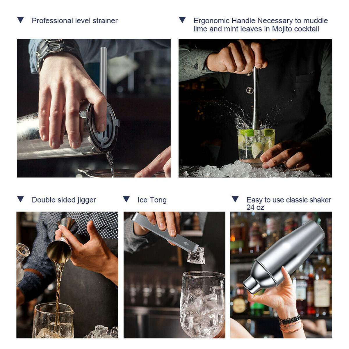 5Pcs/Set Mojito Cocktail Bar Shaker Mixer Maker Mu... – Grandado