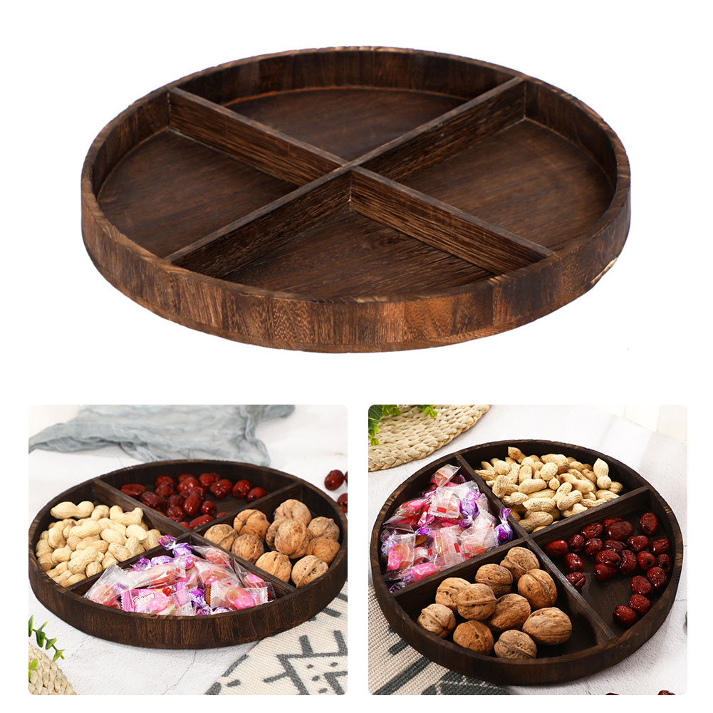 Home Solid Wood Platter 4 Compartments Living Room... – Grandado
