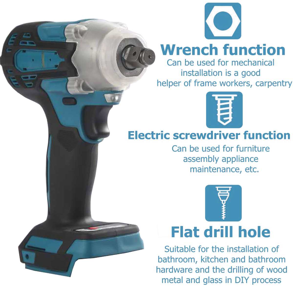 18V Electric screwdriver Impact Drill 1/2" 2-Speed... – Grandado