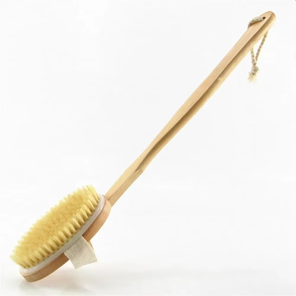 Natural Bristles Back Scrubber Shower Brush with D... – Vicedeal