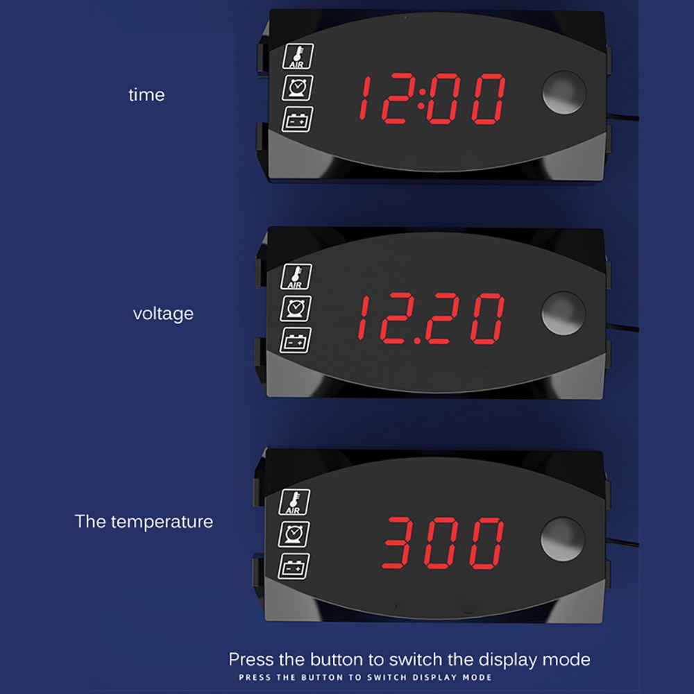 12V 3 in 1 Digital LED Display Meters Voltmeter Cl... – Vicedeal