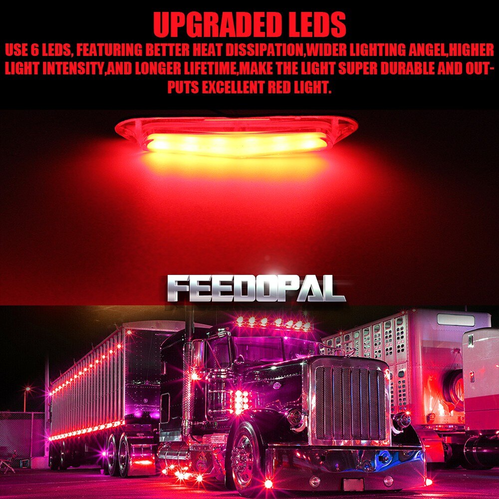 FEEDOPAL 4X 6LED Red Oval Side Marker Indicator Si... – Vicedeal