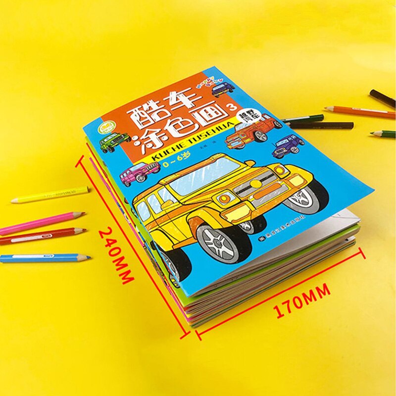 8 Books Kids Cartoon Car Coloring Book Suitable fo... – Vicedeal