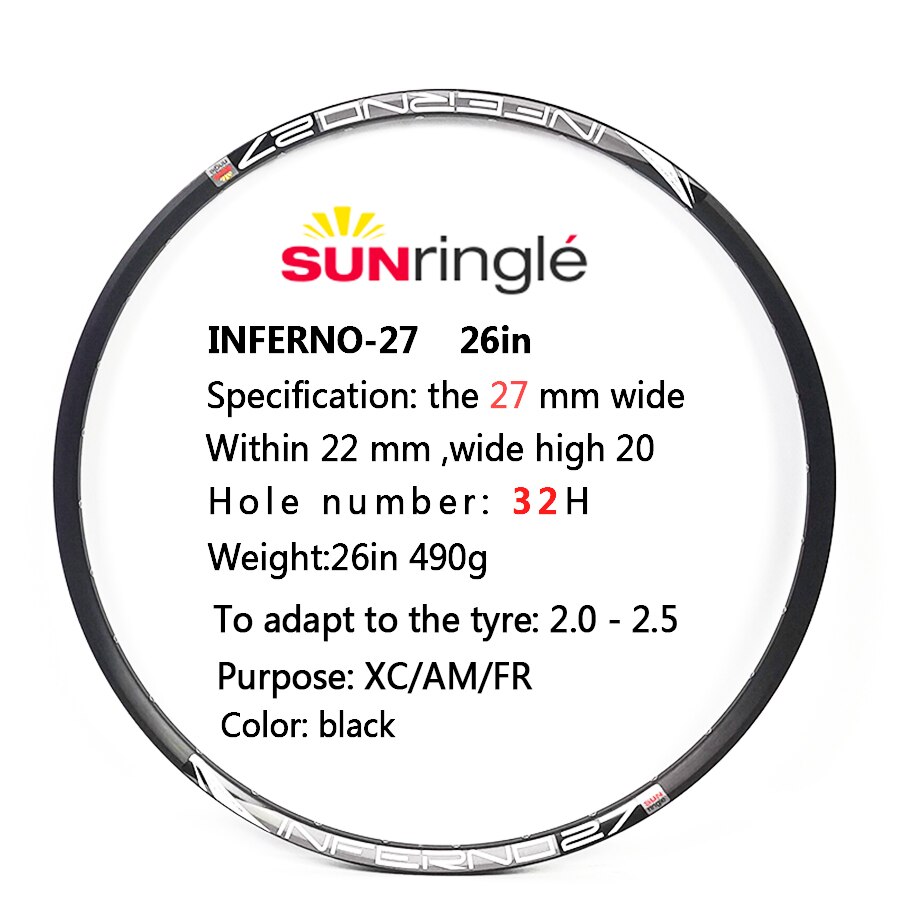 Sunringle INFERNO25 IN25 IN27 IN29 felge 26 zoll 2... – Grandado