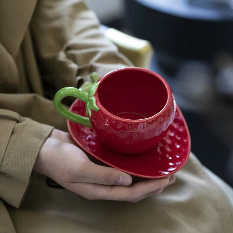 Year Strawberry Color Strawberry Tea Cup Pink Cold... – Vicedeal