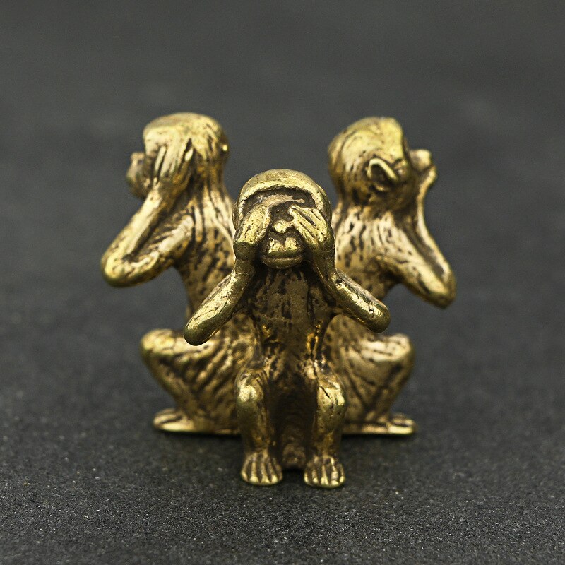 Mini Vintage Brass Cute 3-Monkeys "Do Not Talk" St... – Vicedeal