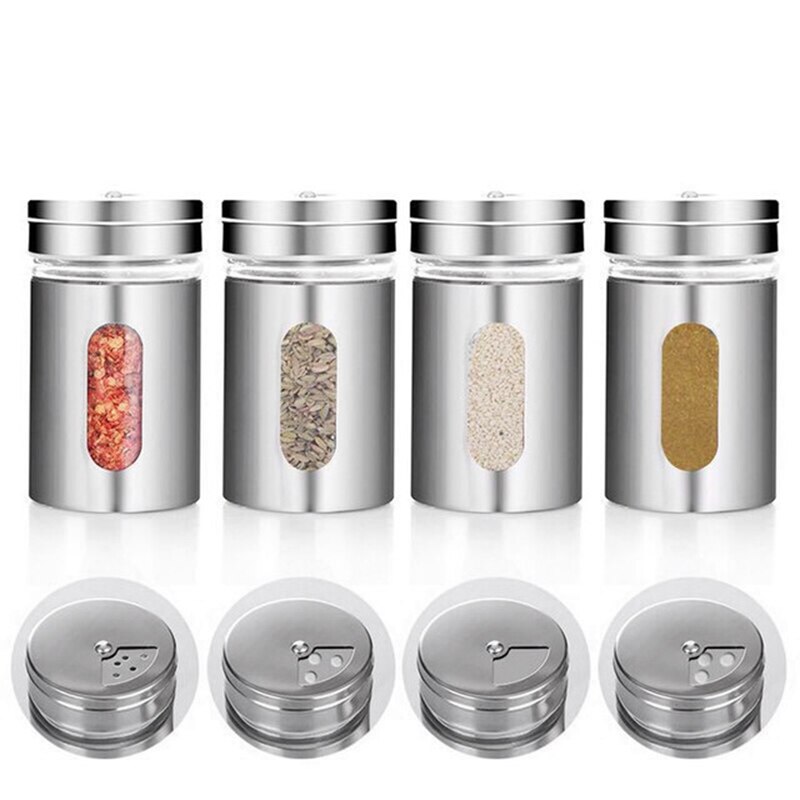 4 Pcs Stainless Steel Spice Jar Seasoning Can with... – Grandado