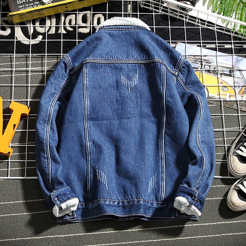 Men Winter Denim Jackets Thicker Warm Blue Jean Co... – Grandado