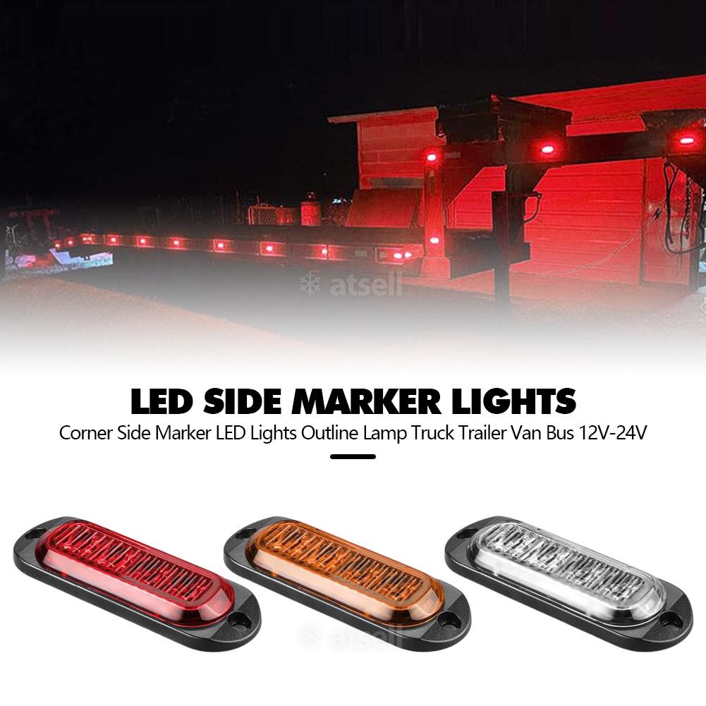 6 Leds Rood Geel Wit Zijmarkeringslichten 12-24V W... – Vicedeal