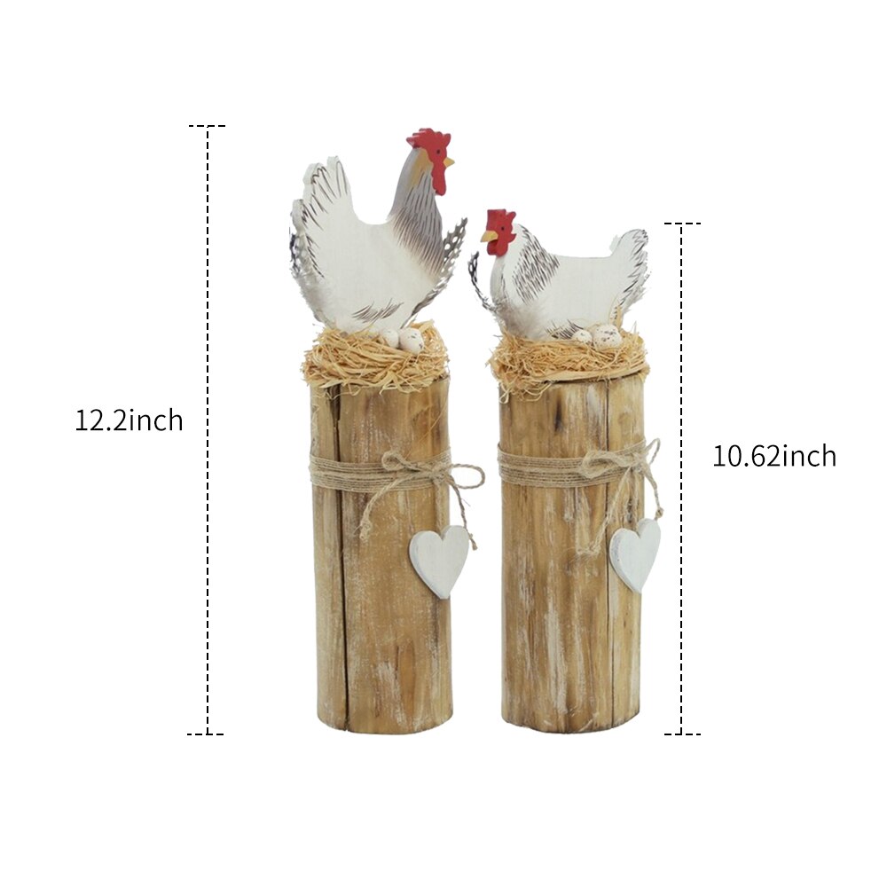 1 Paar Houten Kip Haan Vorm Standbeeld Dier Tuin S... – Grandado