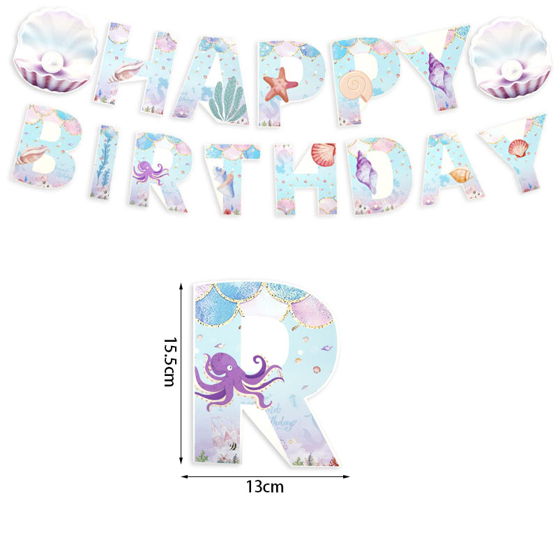 Mermaid Theme Happy Birthday Banner Little Mermaid... – Grandado